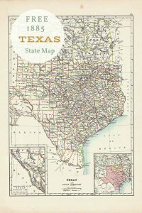 Free old map of Texas and 9 other Southern States - Picture Box Blue