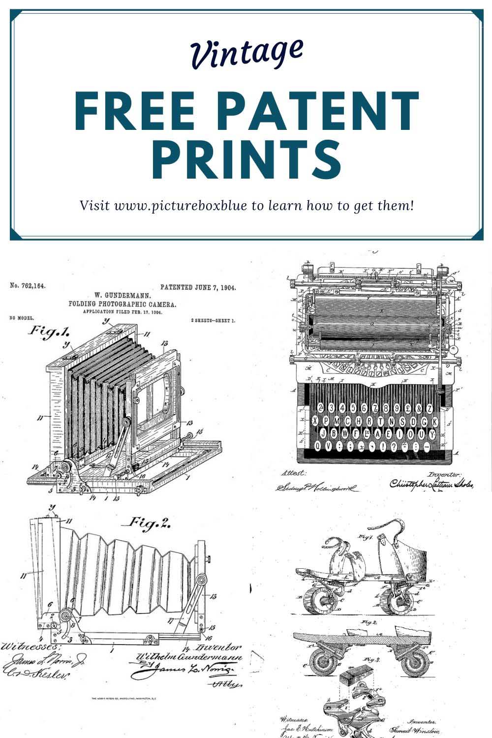 How To Make Free Printable Patent Art - Picture Box Blue