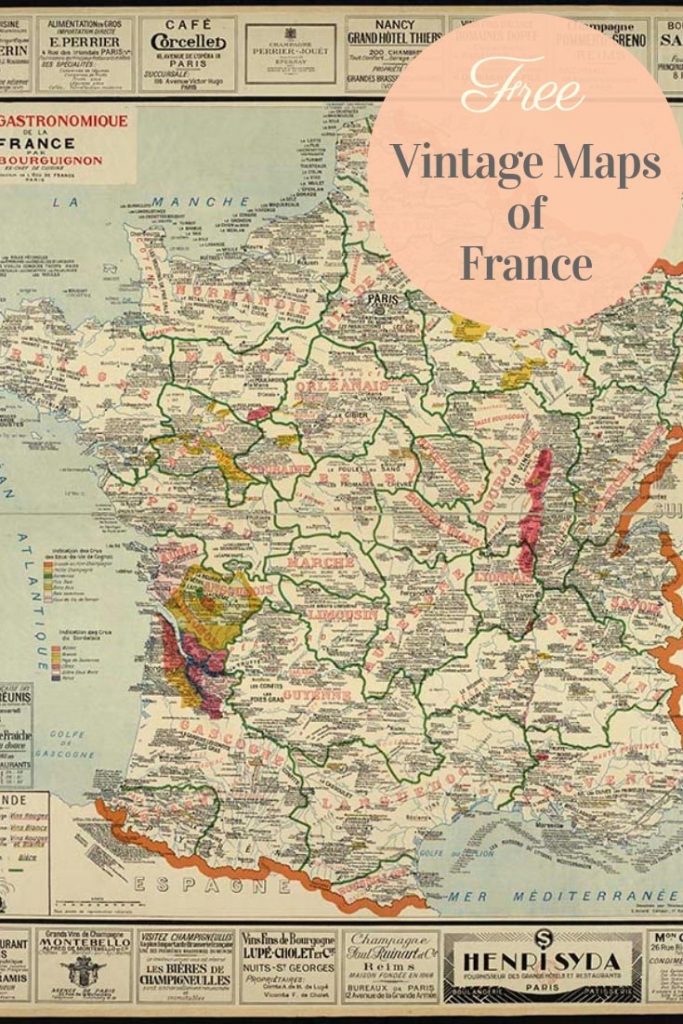 Free Gorgeous Vintage Maps of France - Picture Box Blue