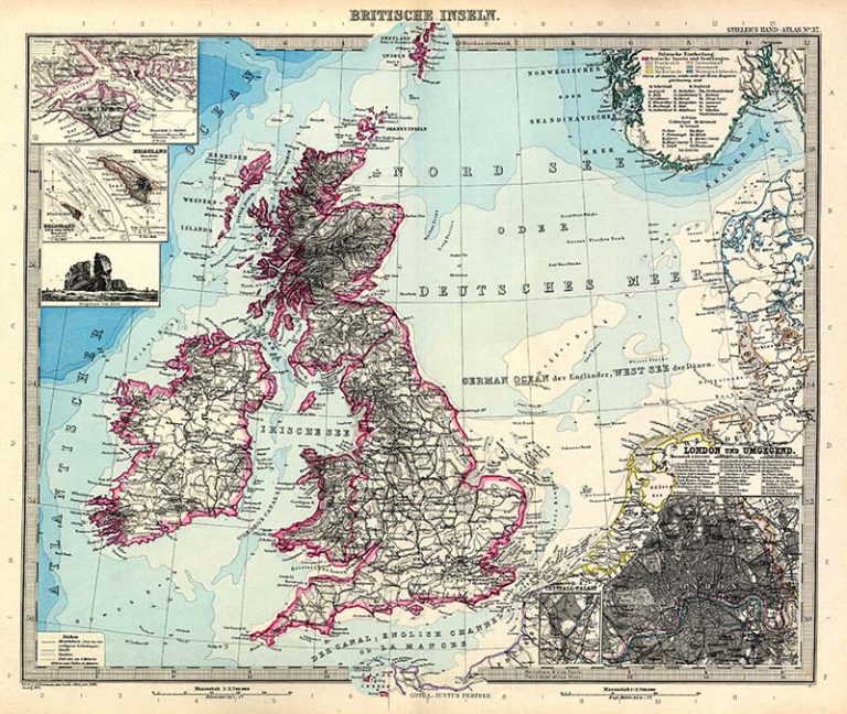 Copyright Free Old Map of Britain and Maps of The UK - Picture Box Blue