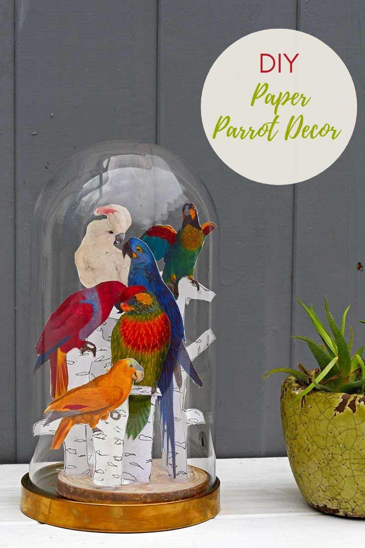 How To Make A Fun Parrot Decor For An IKEA Glass Cloche - Picture Box Blue