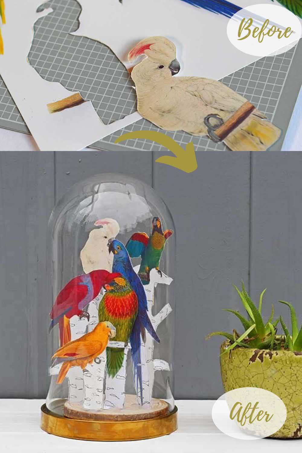 How To Make A Fun Parrot Decor For An IKEA Glass Cloche - Picture Box Blue