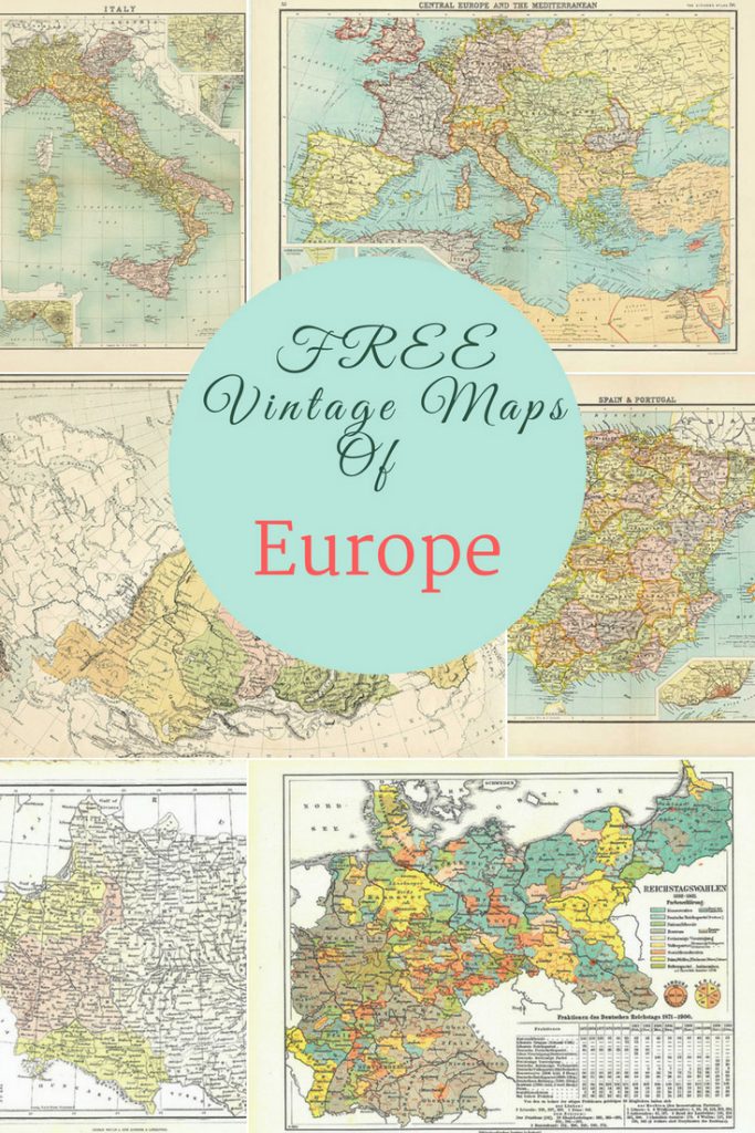 More Gorgeous Free Vintage Maps of Europe - Picture Box Blue