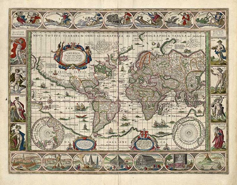 9 Wonderful Free Antique World Maps To Download - Picture Box Blue
