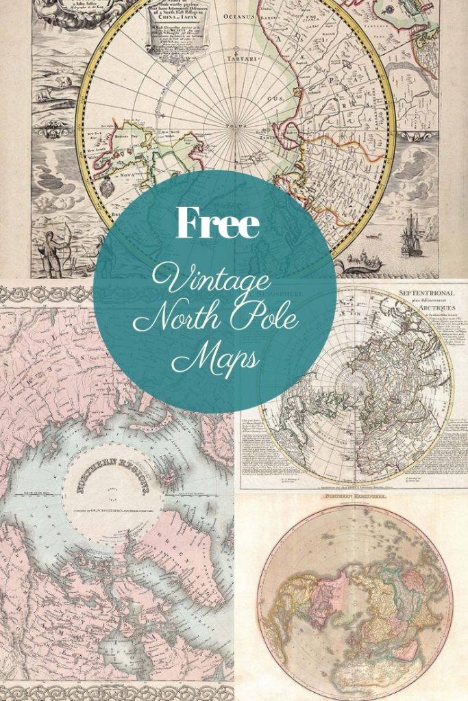 Cool Vintage North Pole Maps To Download For Free - Picture Box Blue