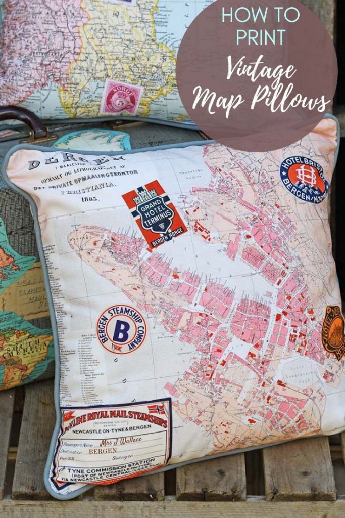 How To Design And Print A Vintage Map Pillow - Picture Box Blue