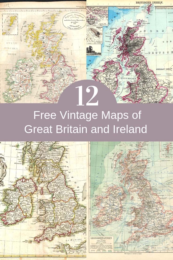Copyright Free Old Map of Britain and Maps of The UK - Picture Box Blue