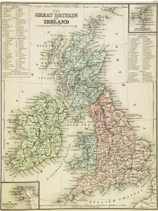 Copyright Free Old Map of Britain and Maps of The UK - Picture Box Blue
