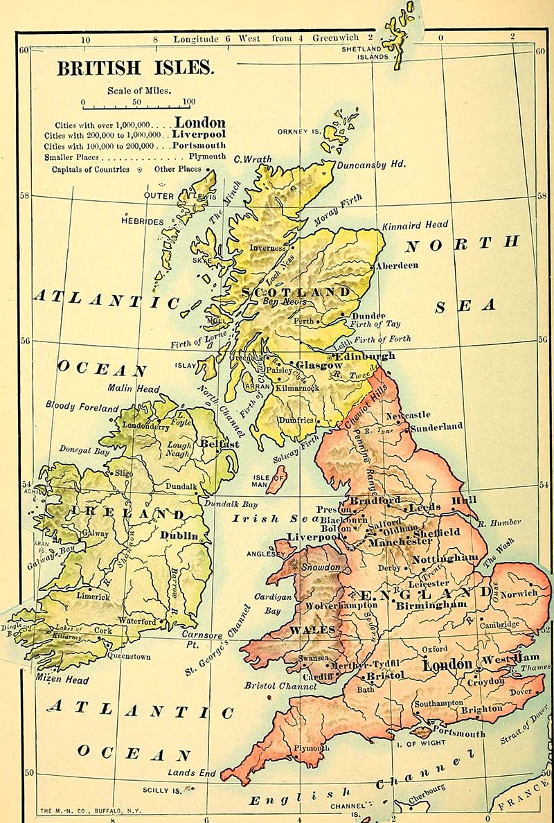 Copyright Free Old Map of Britain and Maps of The UK - Picture Box Blue