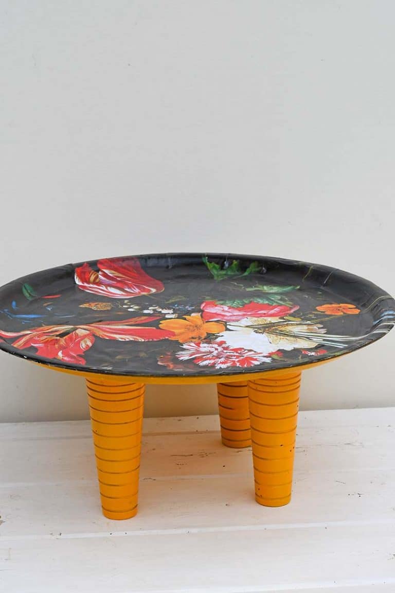How To Make Still Life Flowers Decoupage Tray Table - Picture Box Blue