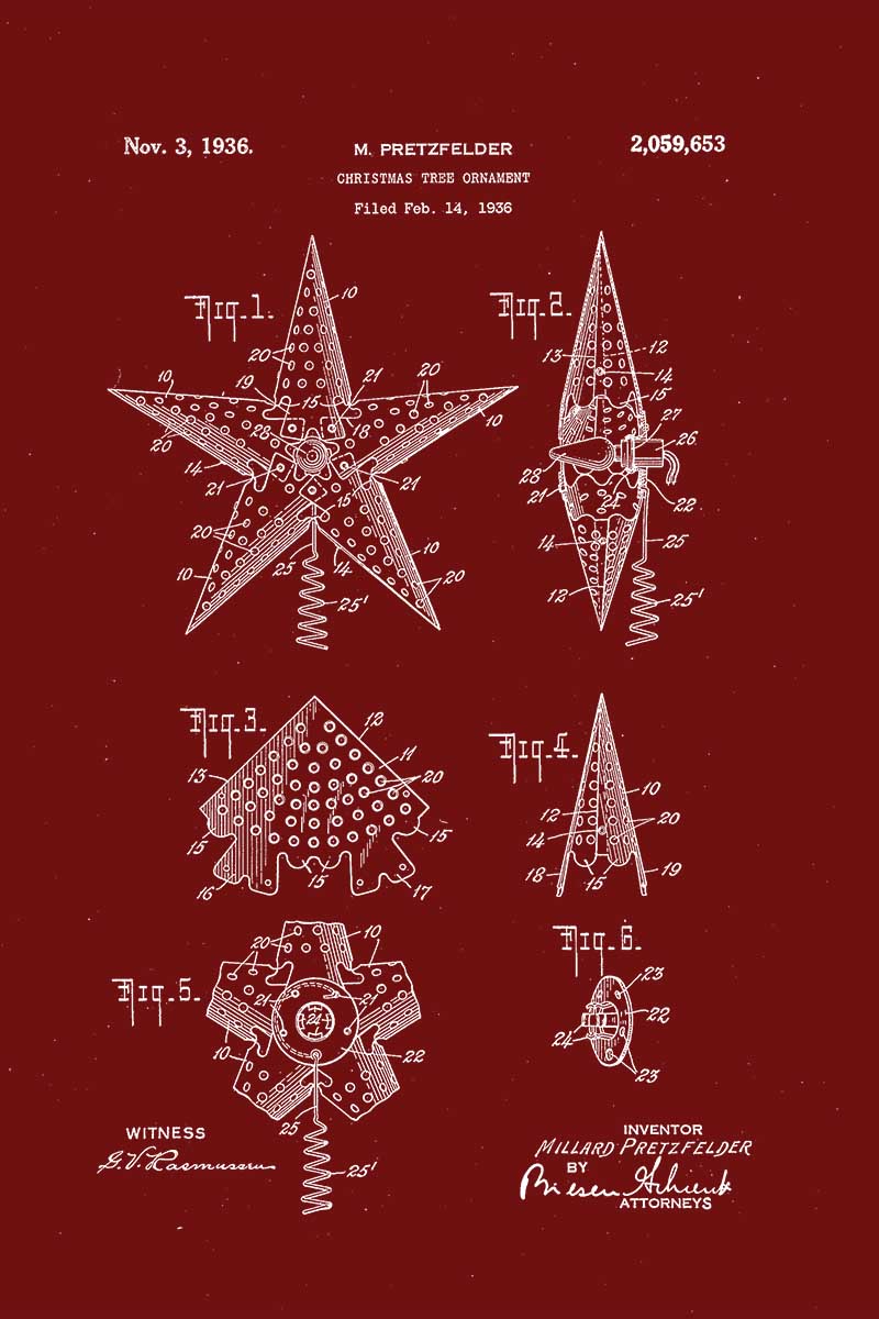 Free Patents For Christmas Inventions Of Tree Ornaments - Picture Box Blue