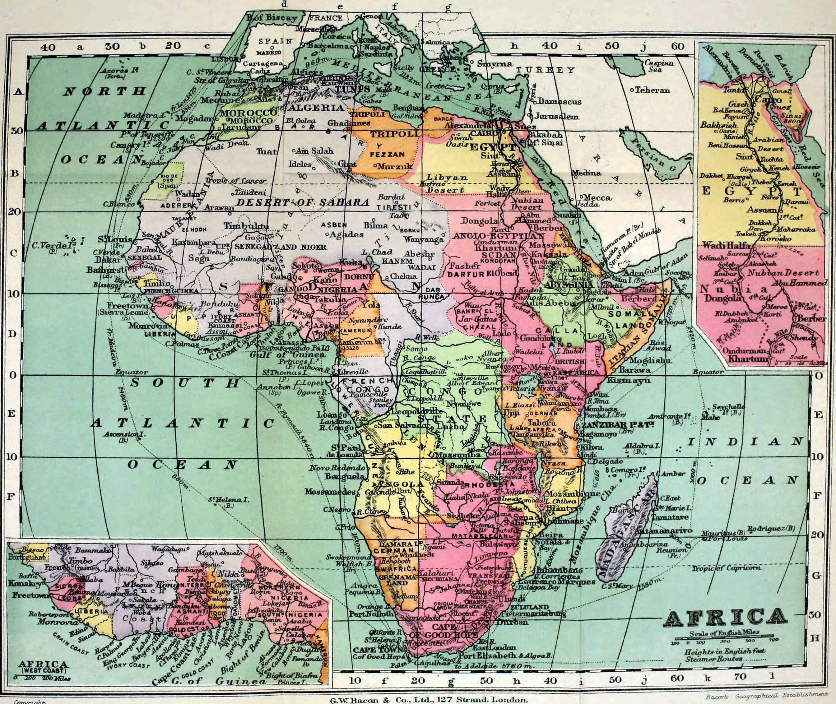 Old Maps of Africa To Print For Free - Picture Box Blue