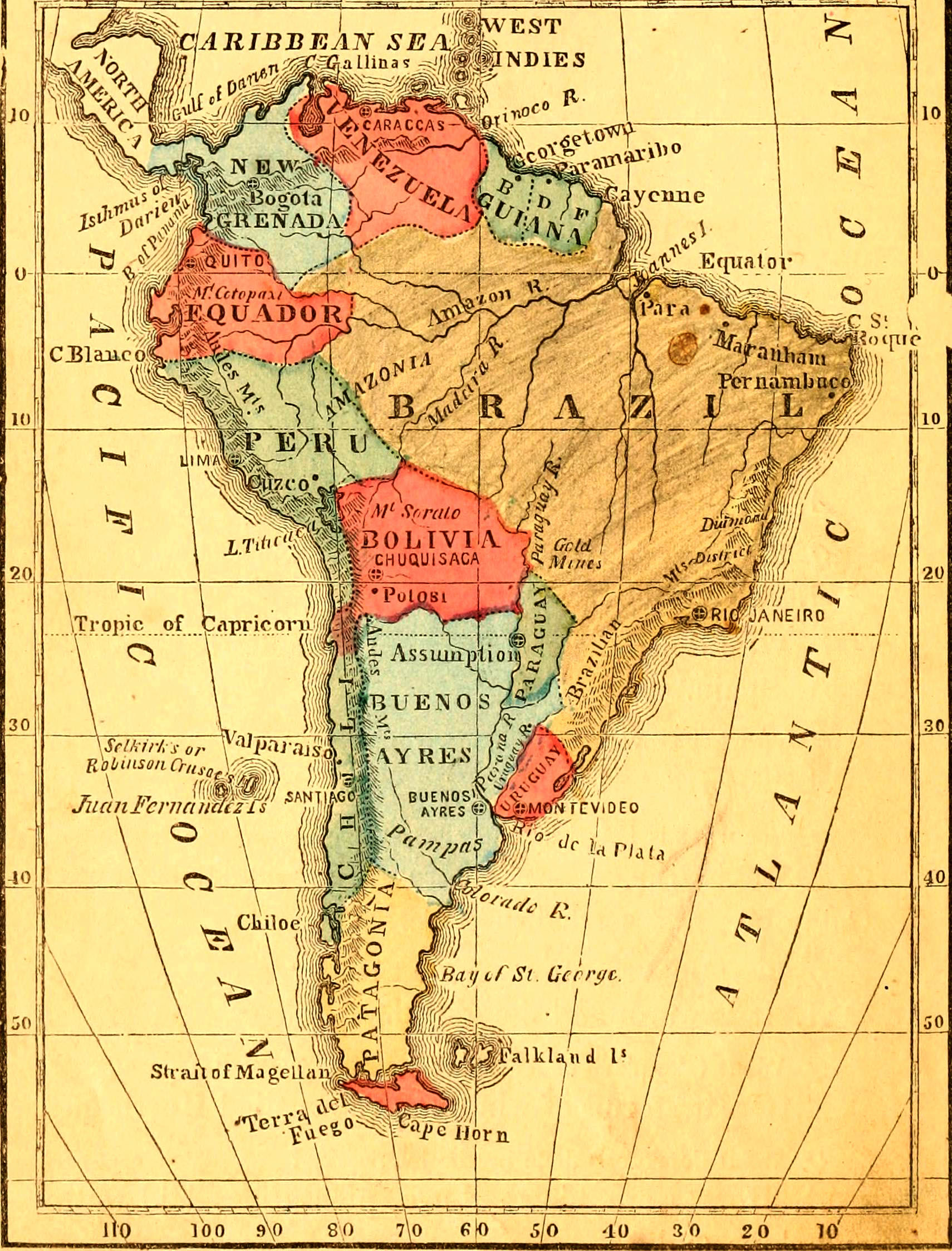 Stunning Free Old Maps Of South America To Print - Picture Box Blue