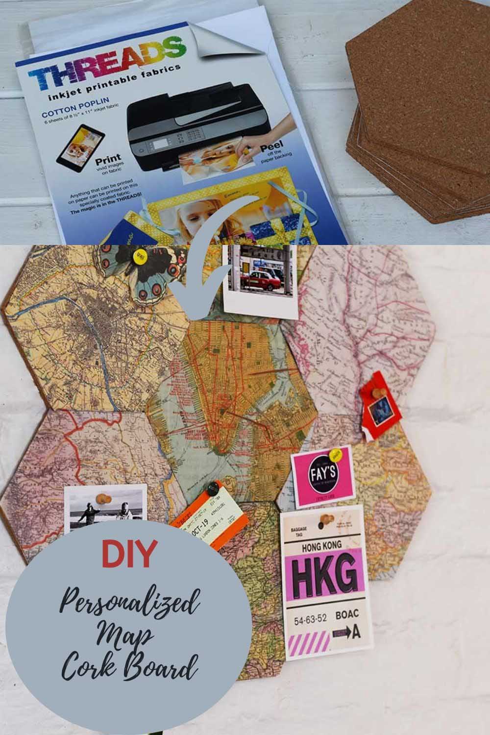 How To Make A Personalized DIY Map Cork Board - Picture Box Blue