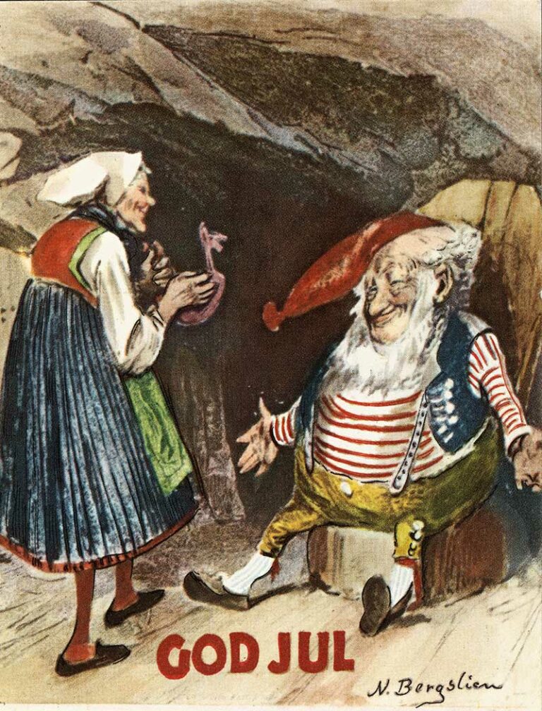 Fun Free Vintage Illustrations of Scandinavian Gnomes - Picture Box Blue