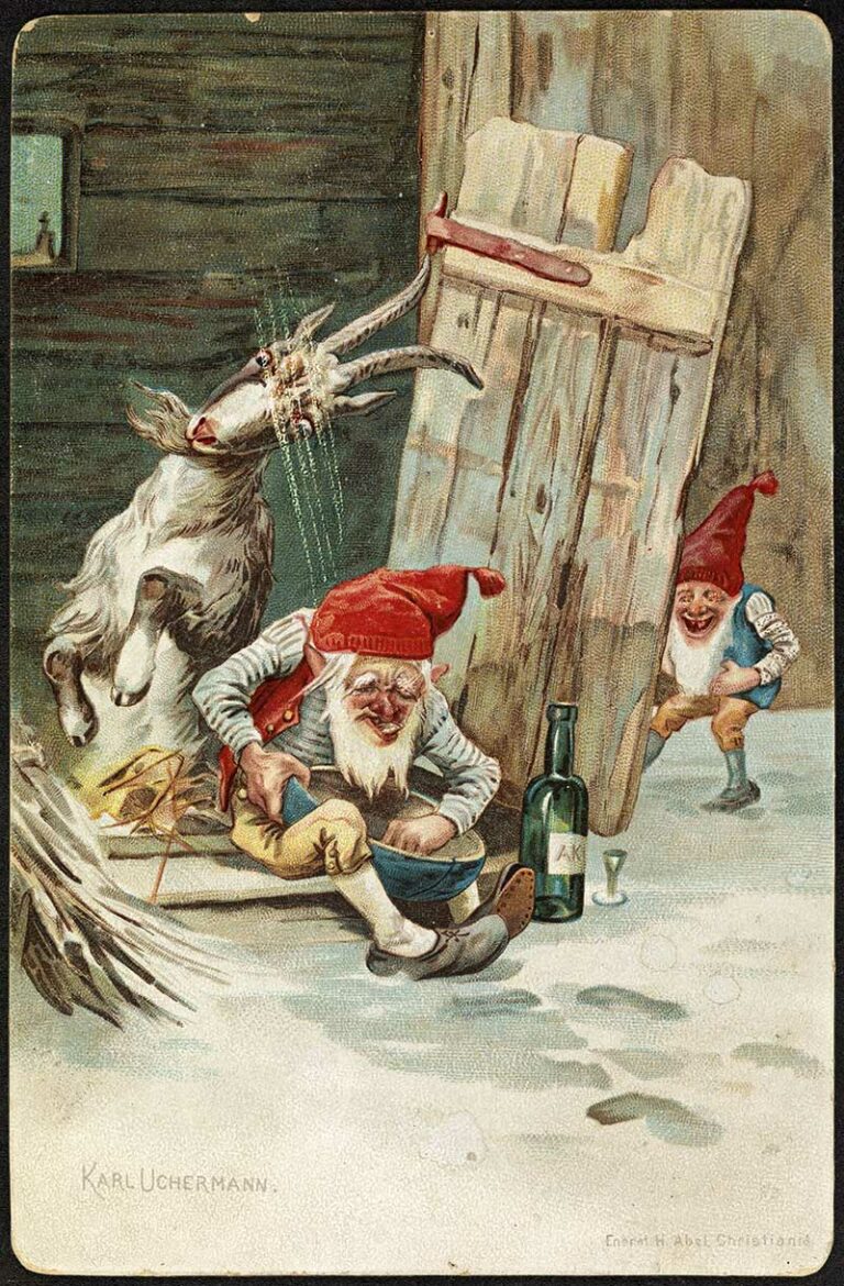 Fun Free Vintage Illustrations of Scandinavian Gnomes - Picture Box Blue