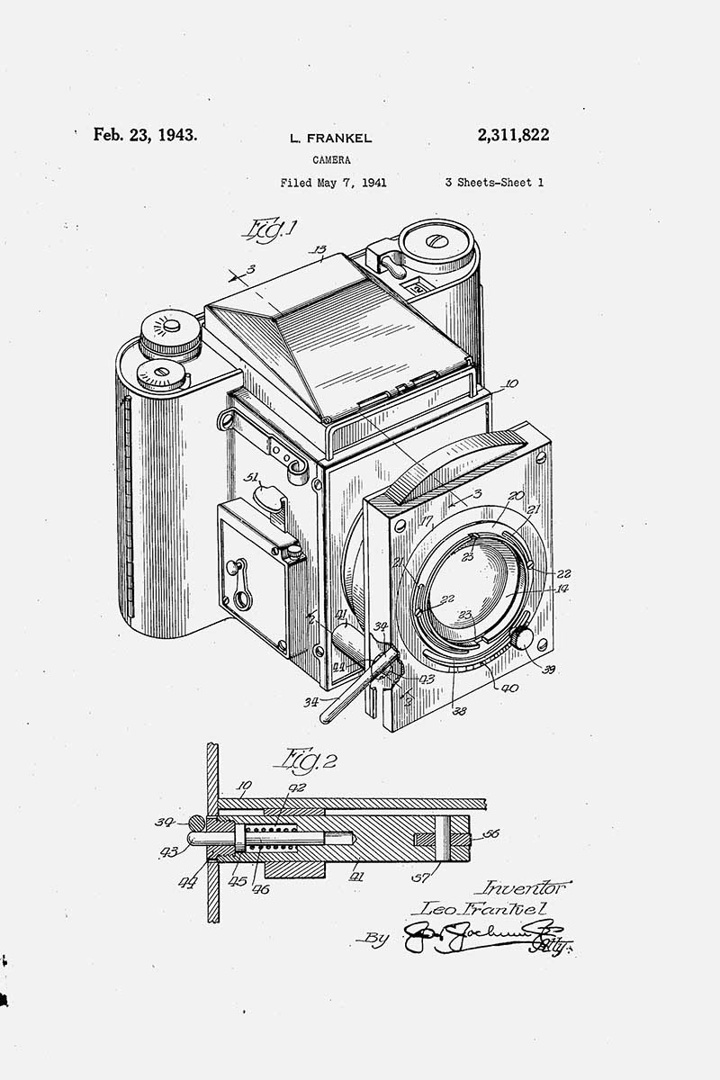 Free Fun Retro Camera Patents To Print - Picture Box Blue