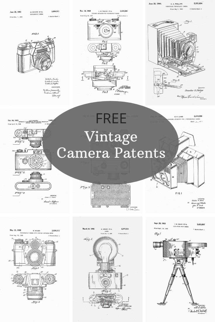 Free Fun Retro Camera Patents To Print - Picture Box Blue