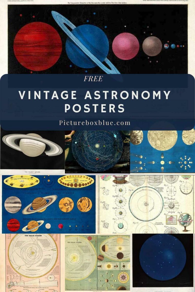 Colorful Vintage Planetary and Astronomical Posters - Picture Box Blue