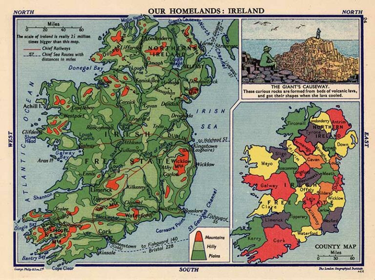 Free Vintage Maps of Ireland to Print - Picture Box Blue