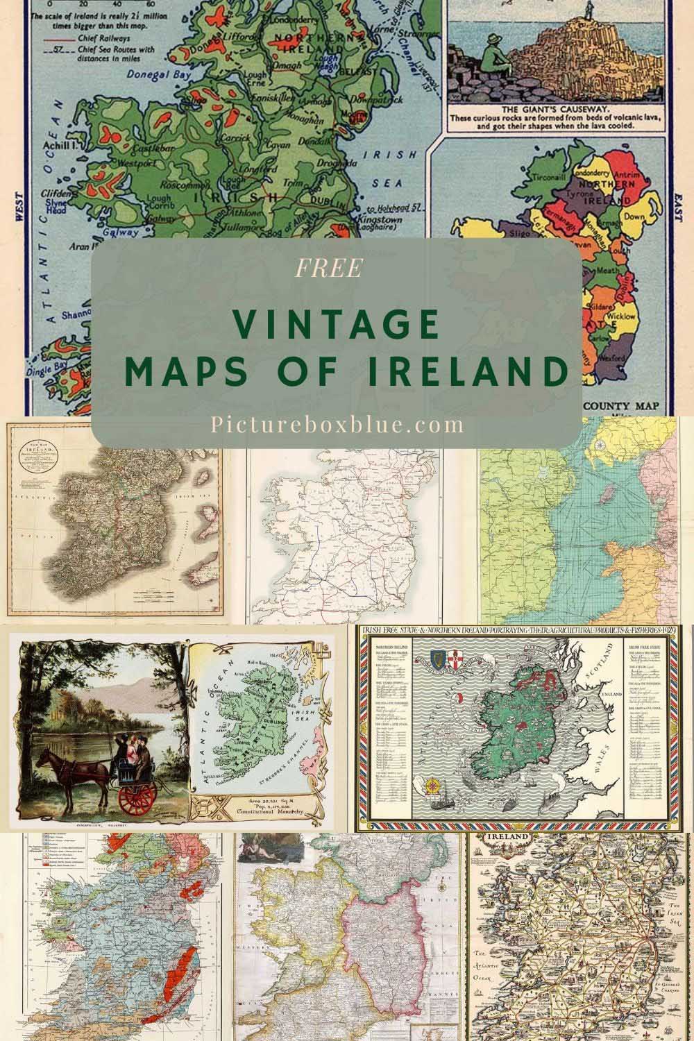 Free Vintage Maps of Ireland to Print - Picture Box Blue