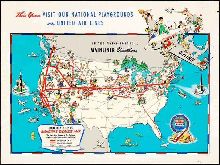 26 Free Vintage Airline Posters, Route Maps, and Prints - Picture Box Blue