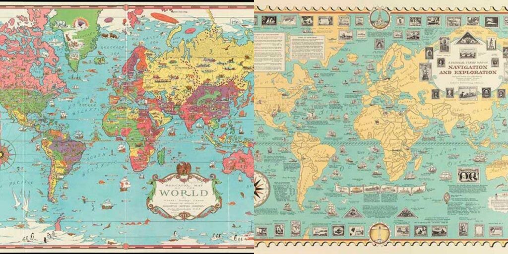 Free Printable Antique & Vintage Maps - Picture Box Blue