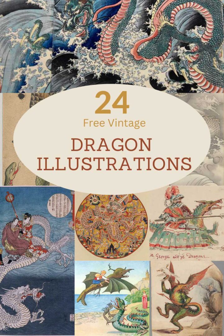 25 Free Vintage Dragon Pictures from Around the World - Picture Box Blue