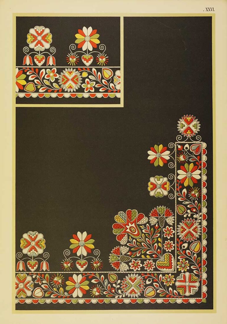 Free Stunning Folk Art Embroidery Patterns from the Past - Picture Box Blue