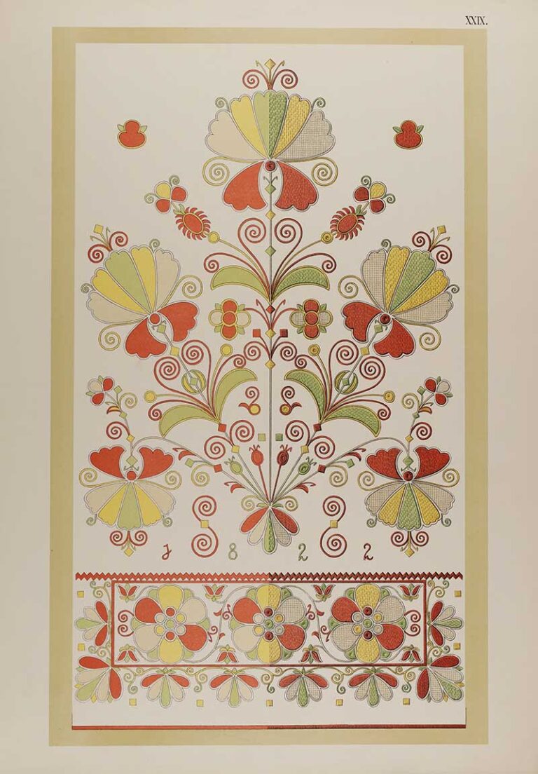 Free Stunning Folk Art Embroidery Patterns from the Past - Picture Box Blue
