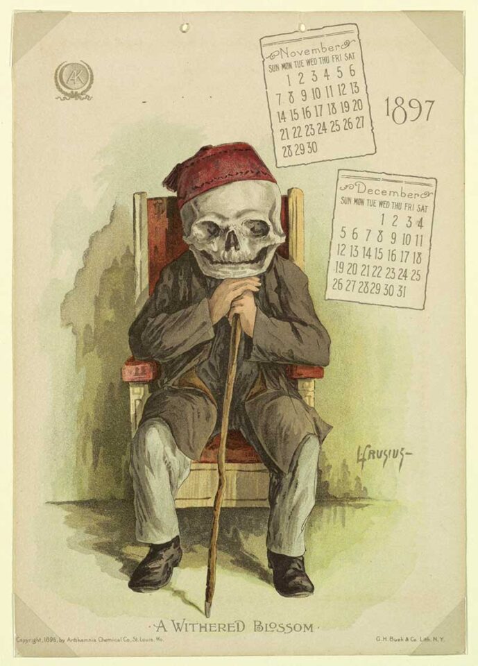 Vintage Spooky Printables: Skeleton Calendars, Oddities & Posters ...