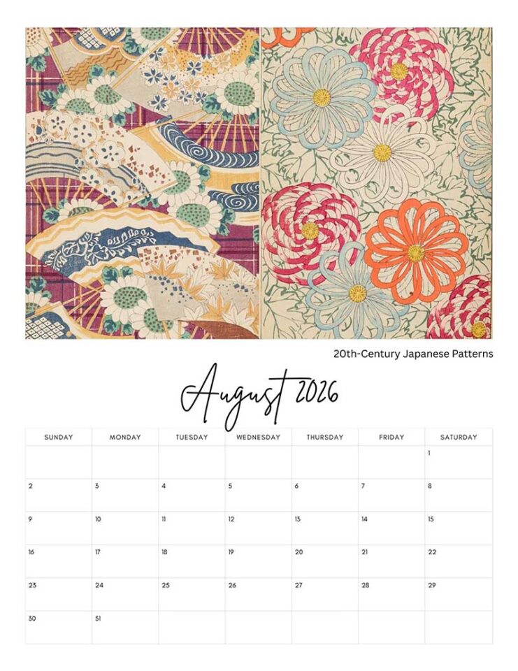 Free Printable Art Calendar, Botanicals, Patterns & More. - Picture Box ...